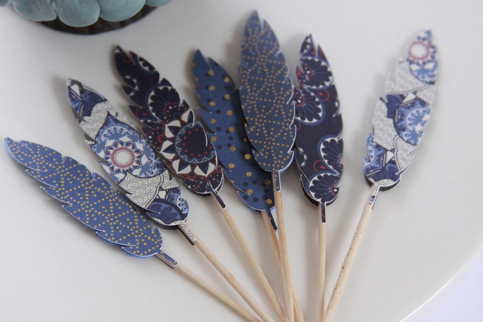 Boho Feather Cupcake Toppers - Etsy