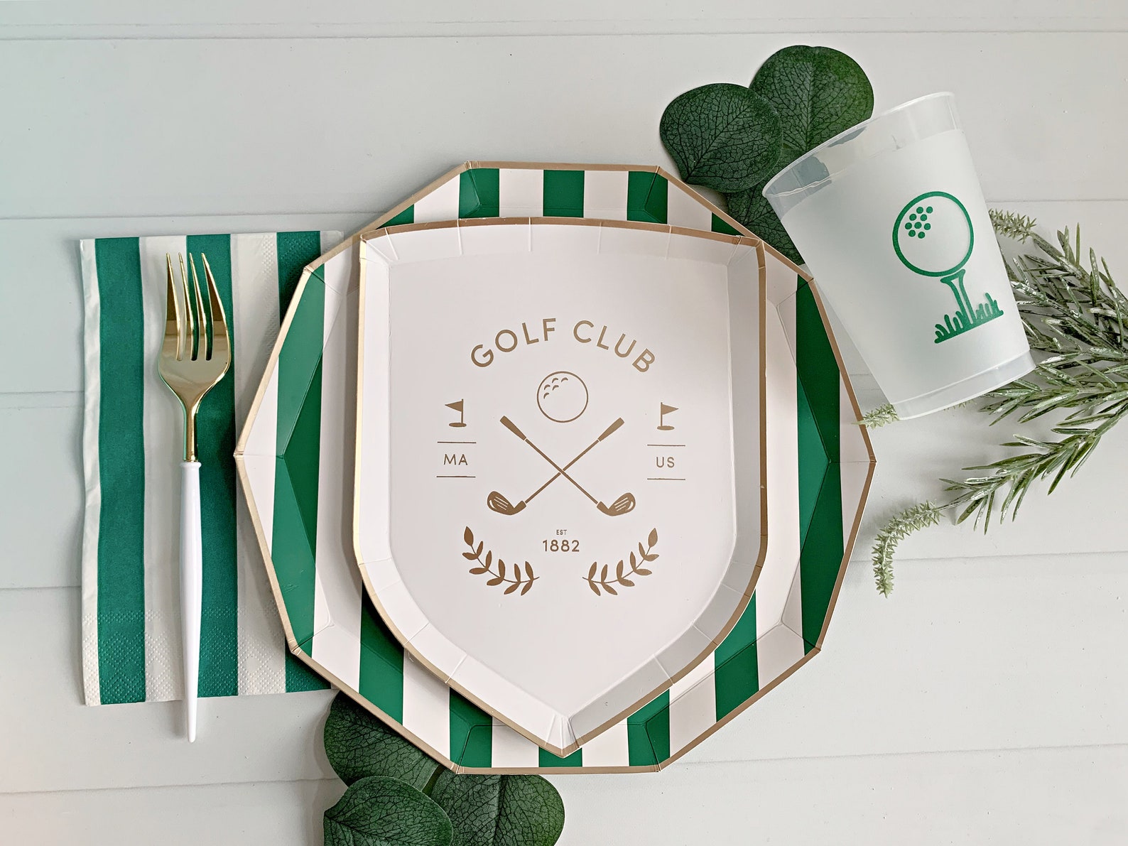 Golden Golf Crest Plates - Ideal for Desserts or Appetizers - Etsy