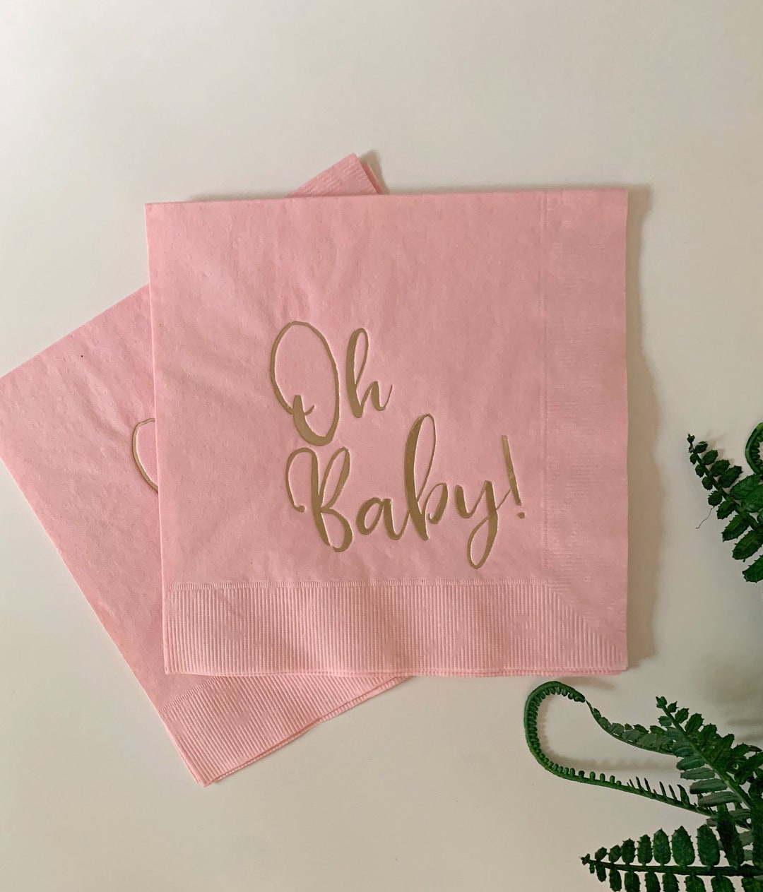 Oh Baby Napkins, Luncheon Gold on Pink: Set of 16 - Etsy
