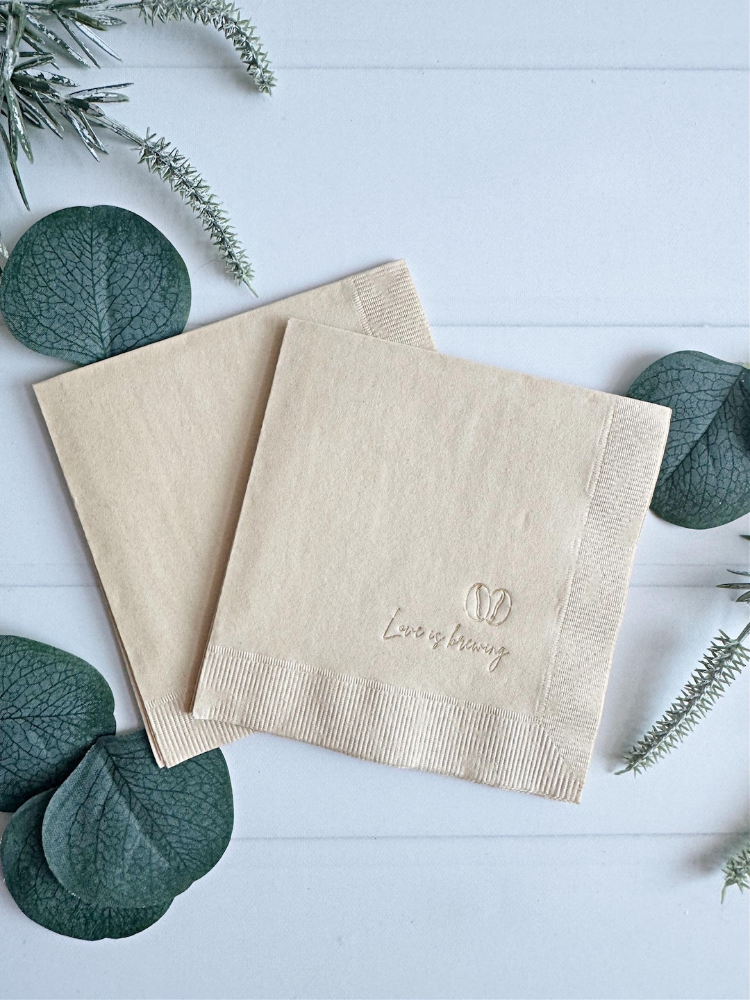 Love is Brewing Coffee Bean Napkins - Tan & Gold - Etsy