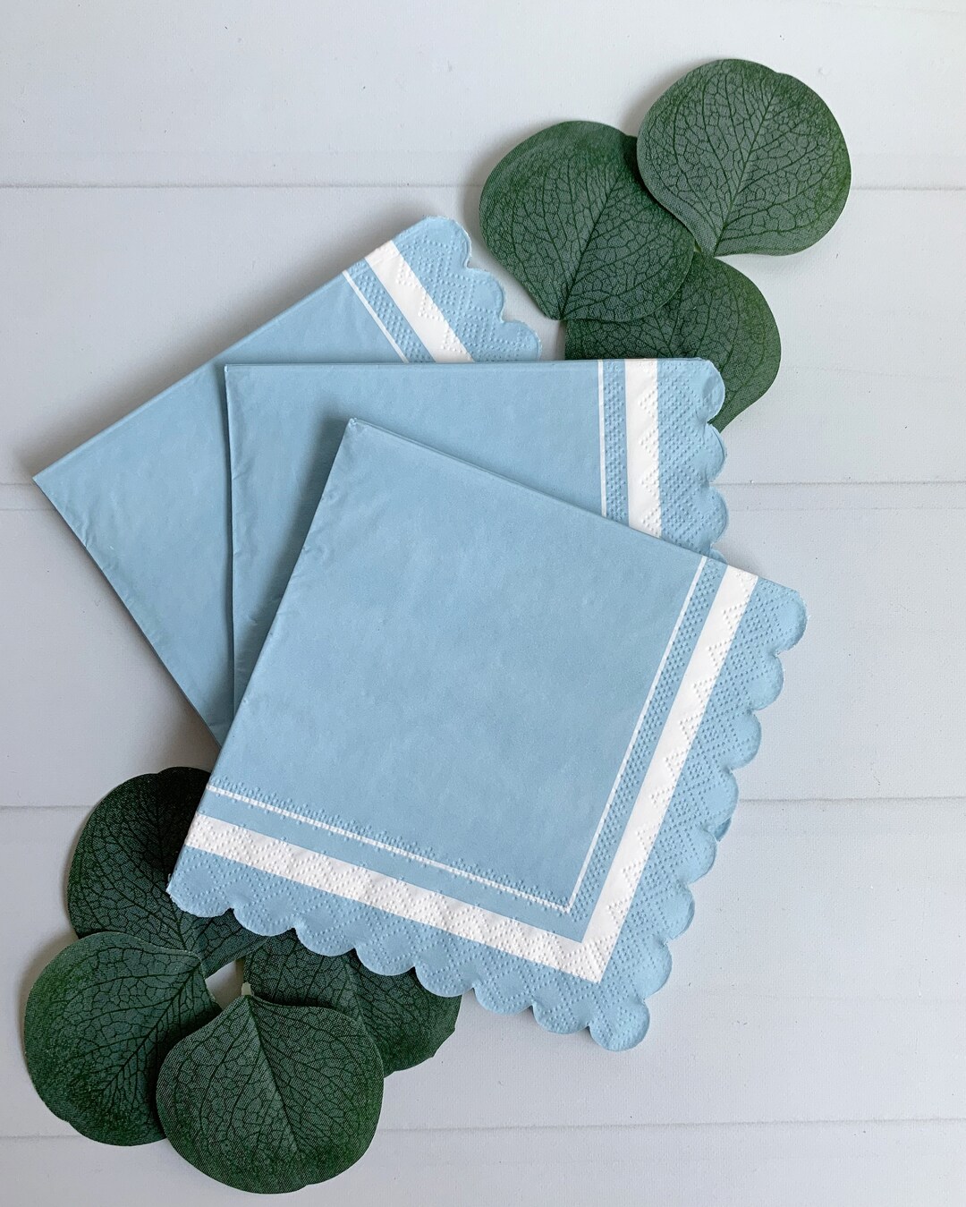 Baby Blue Scalloped Cocktail Napkins - Etsy