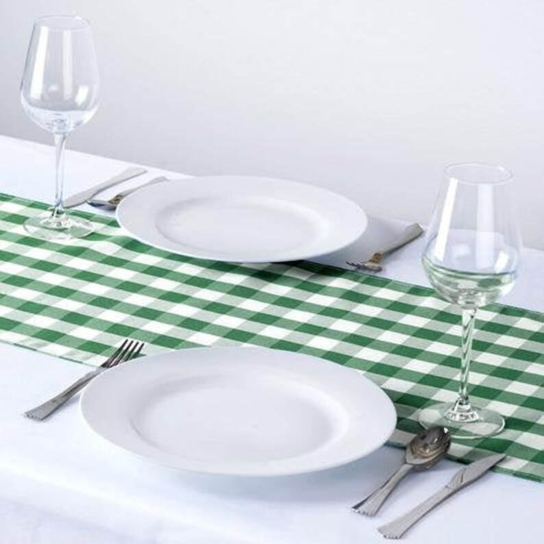 Green Gingham Table Runner | Etsy