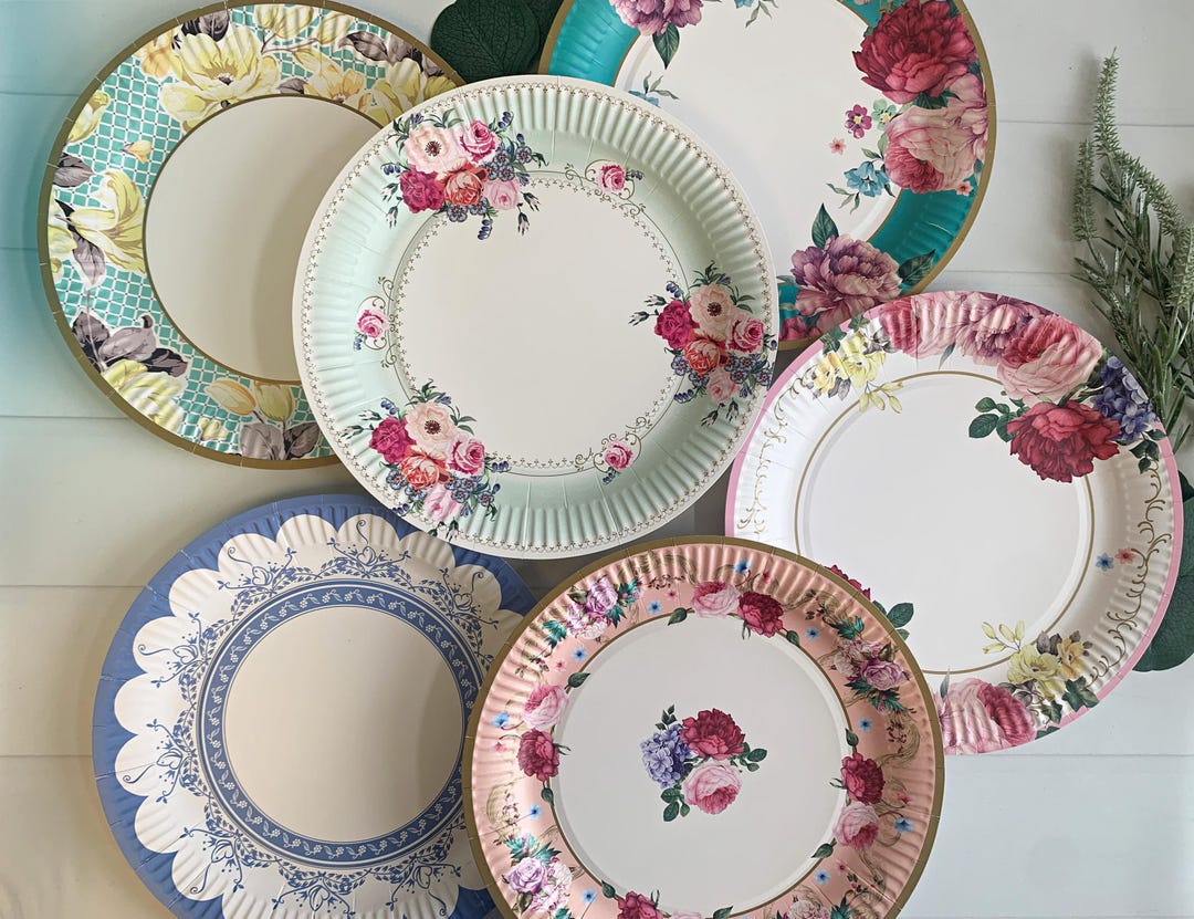 Vintage Floral Tea Party Paper Plates - Set of 24 - Etsy