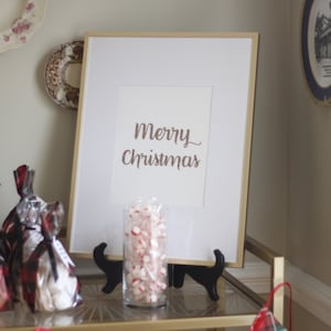 Merry Christmas Printable Sign, Gold Sparkle - Etsy