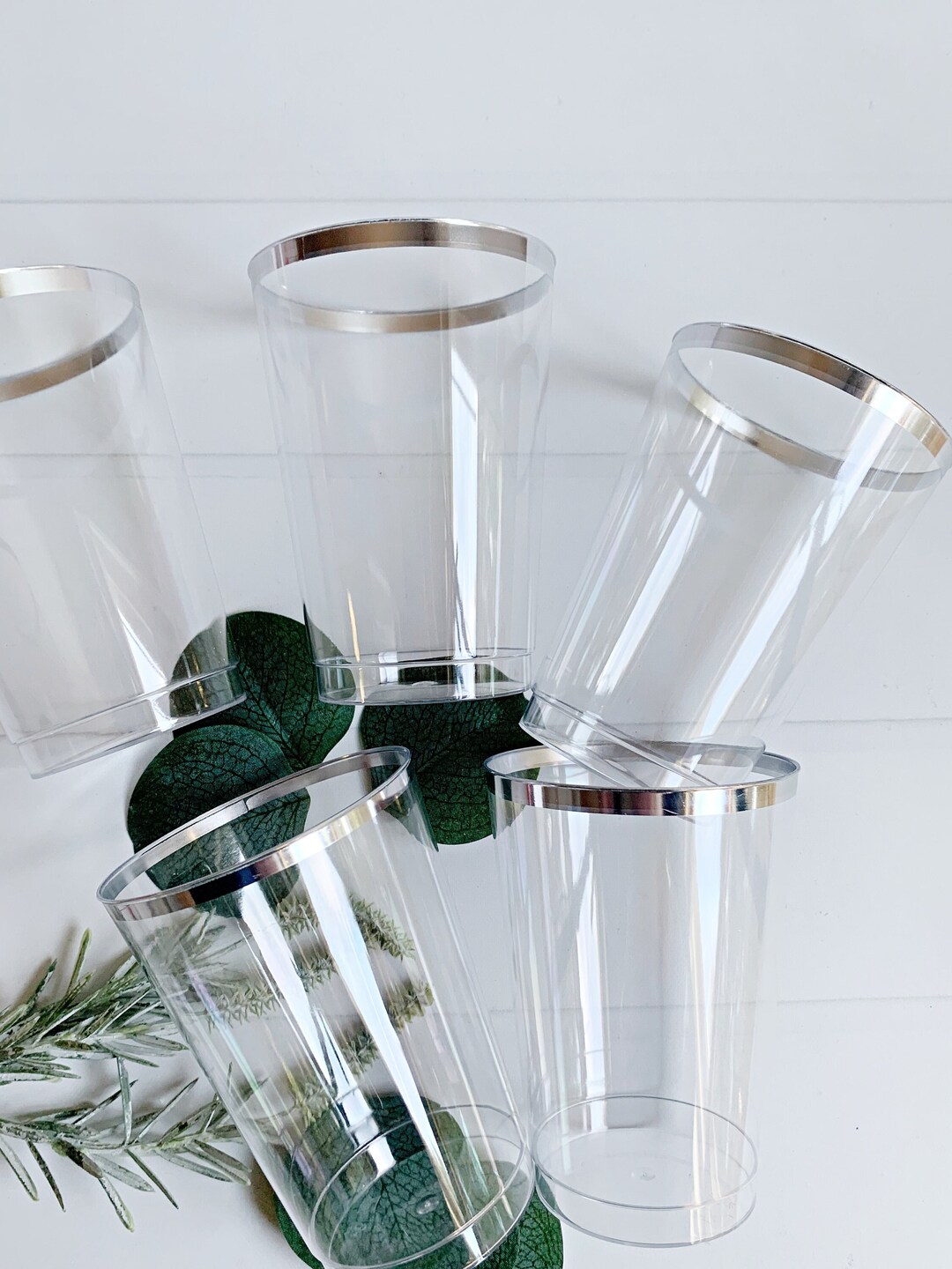Silver Edged Cups 12 Oz Plastic - Etsy