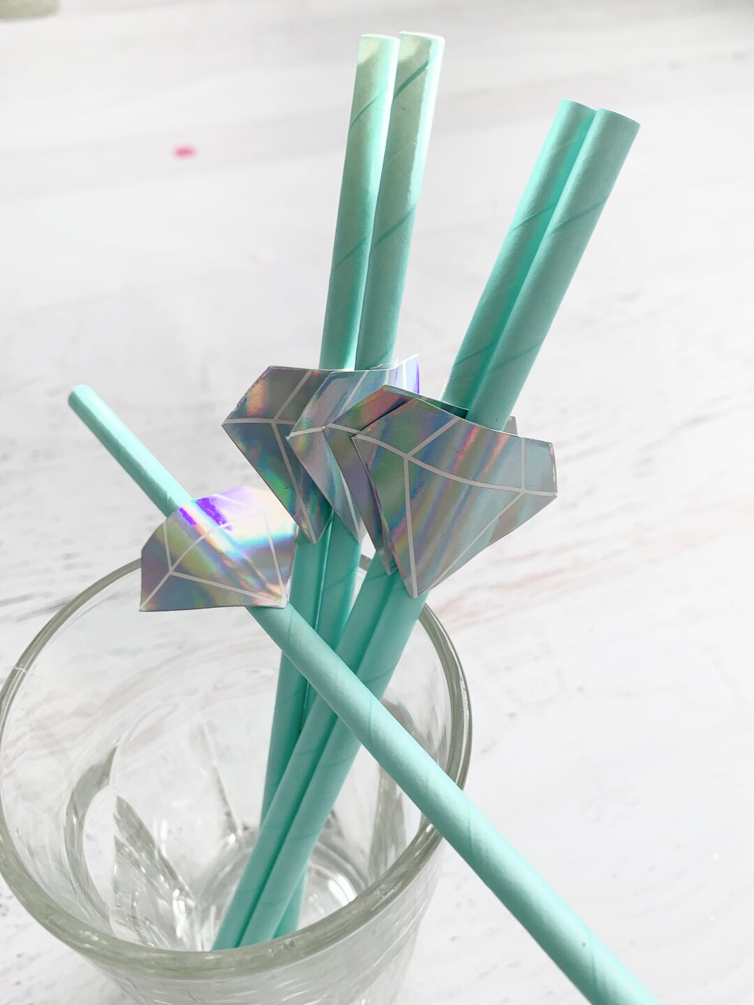 Dazed and Engaged Paper Straws: Iridescent Diamond Bridal Shower (set ...