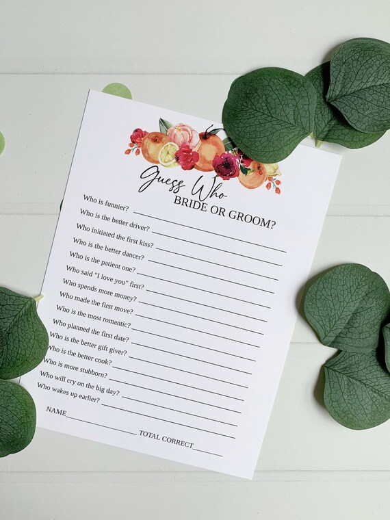 Wedding Shower Game- Guess Who Bride or Groom by EnFete | Catch My Party