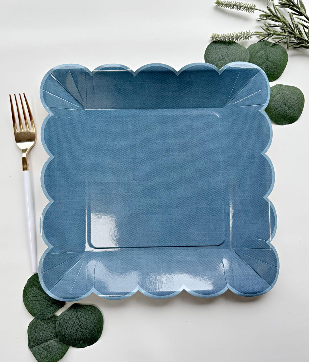 Denim Blue Scalloped Paper Plates: Americana Party Decor, Set of 8 - Etsy