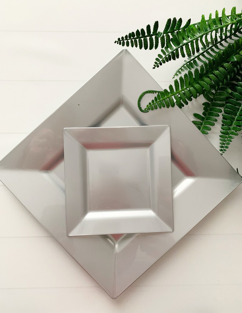 Silver Dessert Plates Plastic - Etsy
