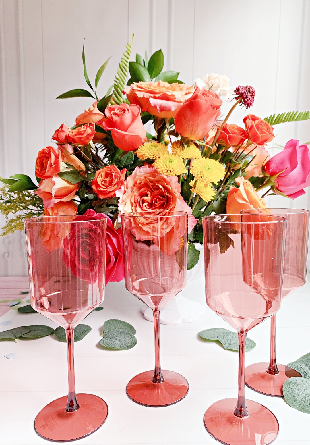 Modern Rose Wine Glasses - Etsy