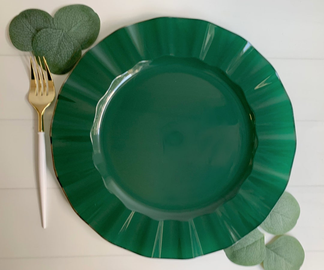 Emerald Green Plastic Dinner Plate - 11 Inch - Etsy