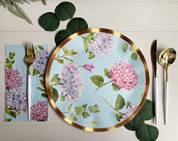 Blue Hydrangea Dinner Plates - Etsy