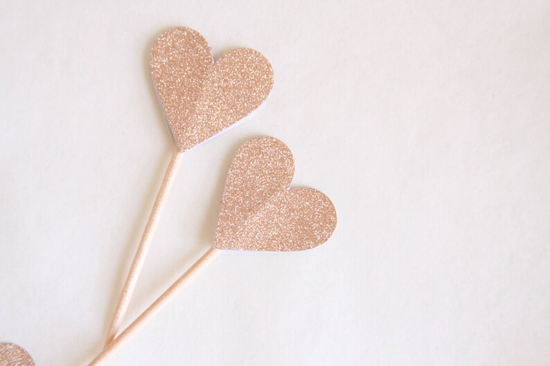 Rose Gold Heart Cupcake Toppers | Etsy
