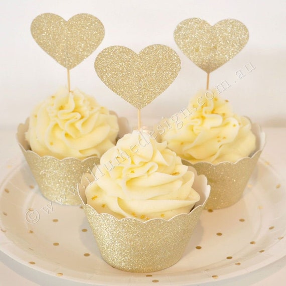Gold Glitter Cupcake Wrappers by EnFete | Catch My Party