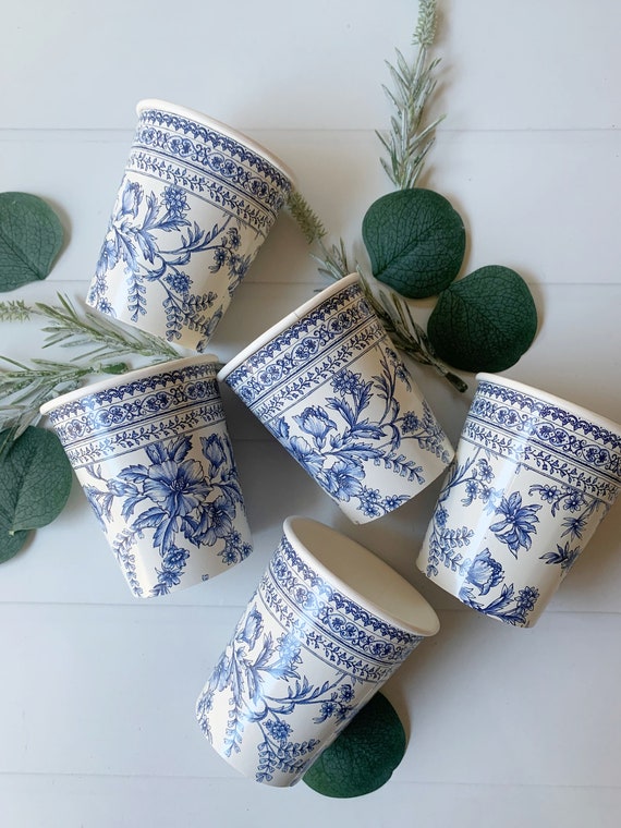 Blue Toile Paper Cups by EnFete | Catch My Party