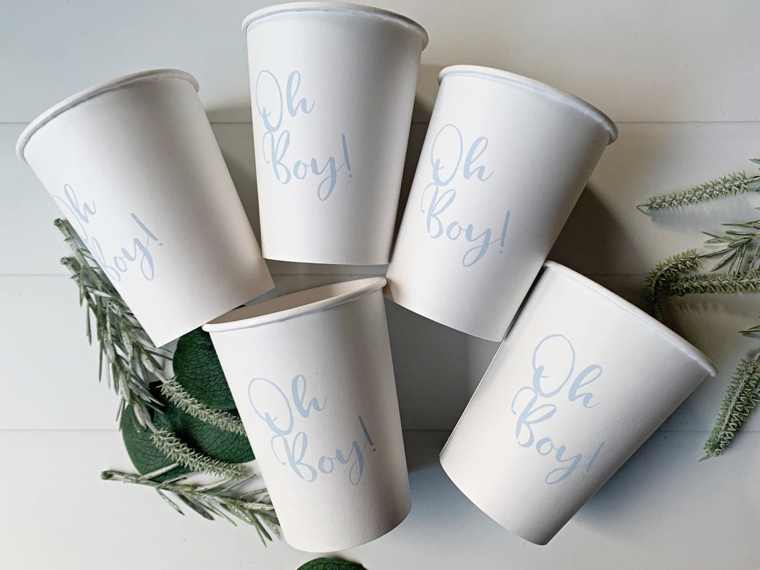 Oh Boy! Cups - Ice Blue on White | Set of 8 Enfete Original Paper Hot ...