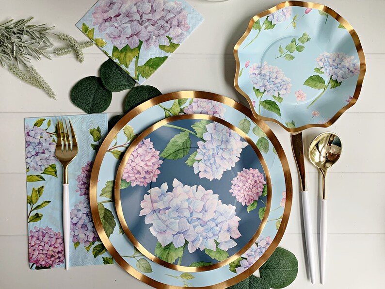Blue Hydrangea Dinner Plates - Etsy