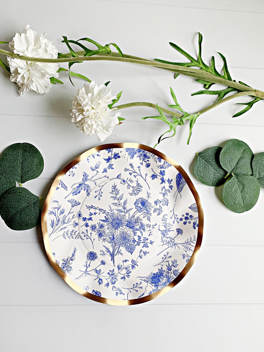 Blue Toile Dessert Plates - Etsy