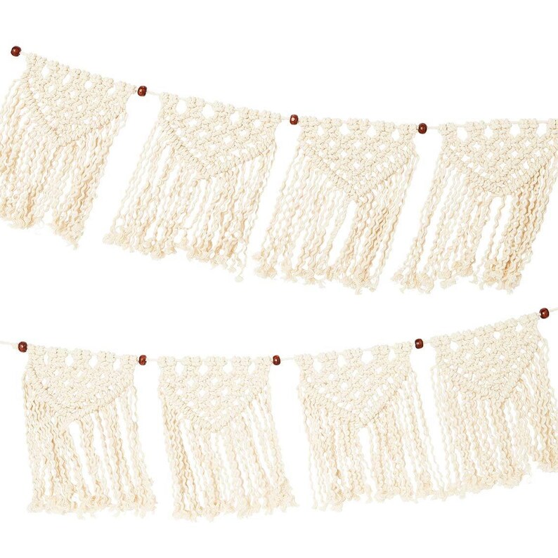 Boho Cream Macrame Pennant Banner - Etsy