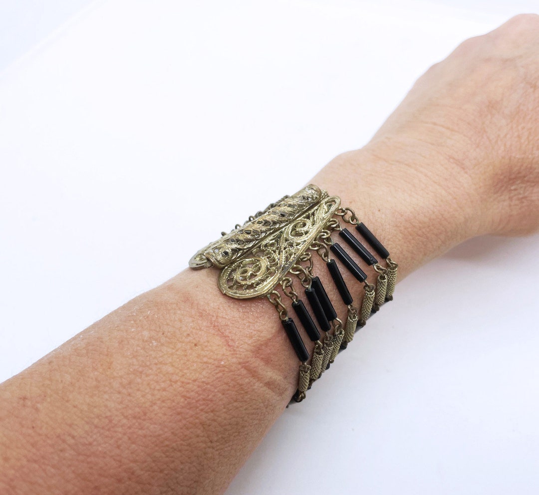 Antique Ethnic Ottoman Middle Eastern Bracelet in Gold Plated Sterling ...