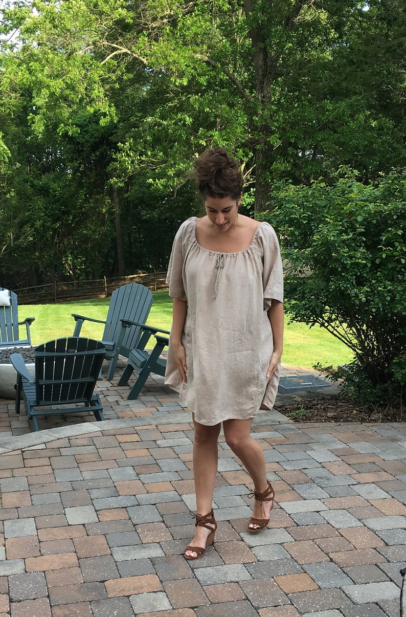 Short 100% Organic Linen Nightgown, Dress, Pool/beach Cover-up - Etsy