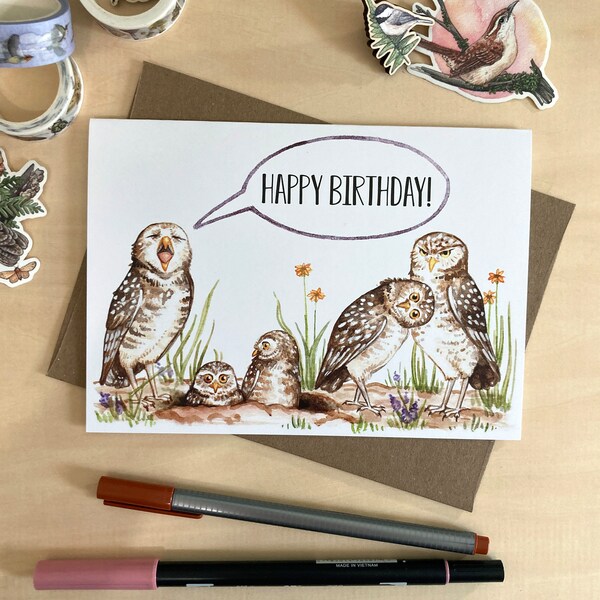 Owl Birthday Card - Etsy