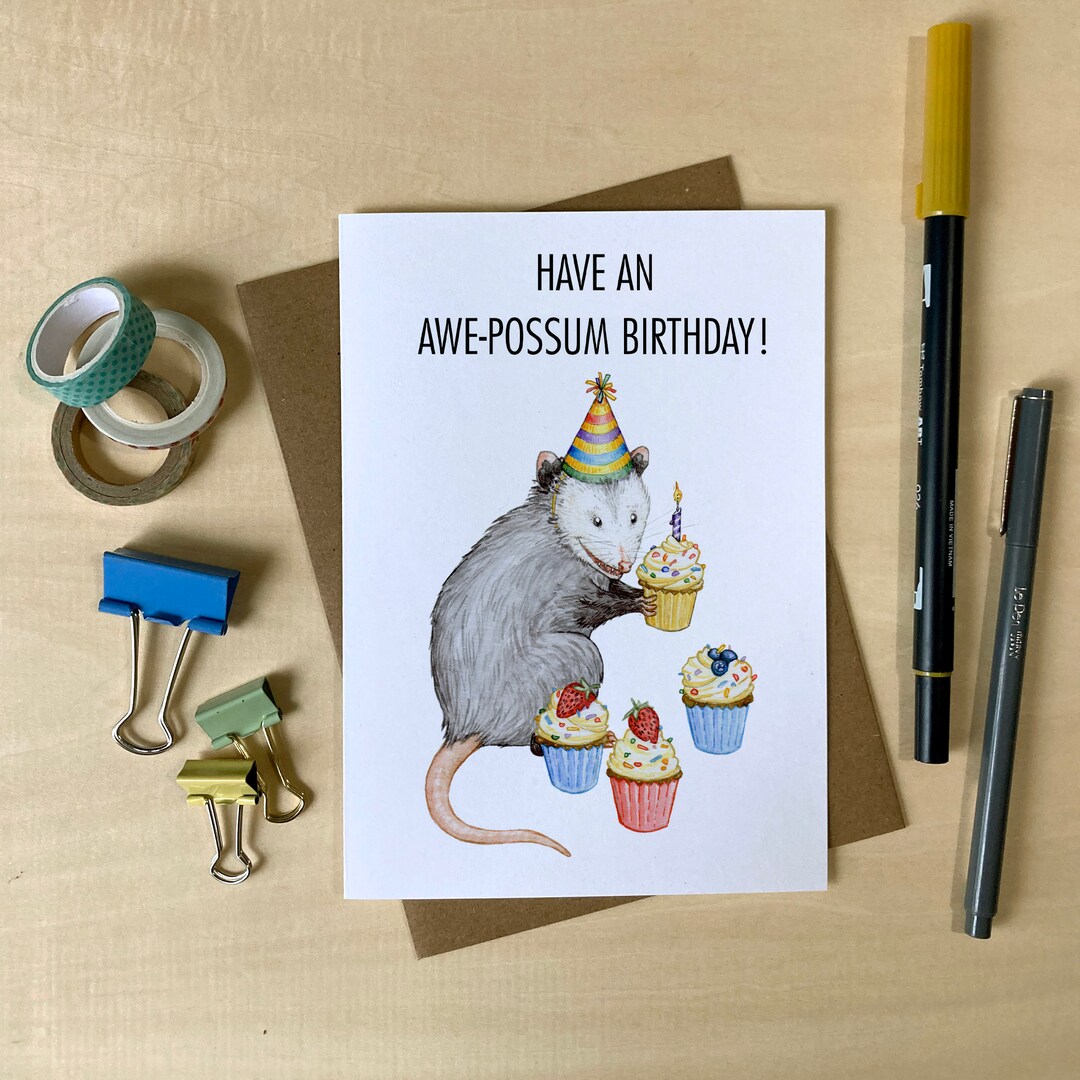 Have an Awe-possum Birthday Birthday Card - Etsy
