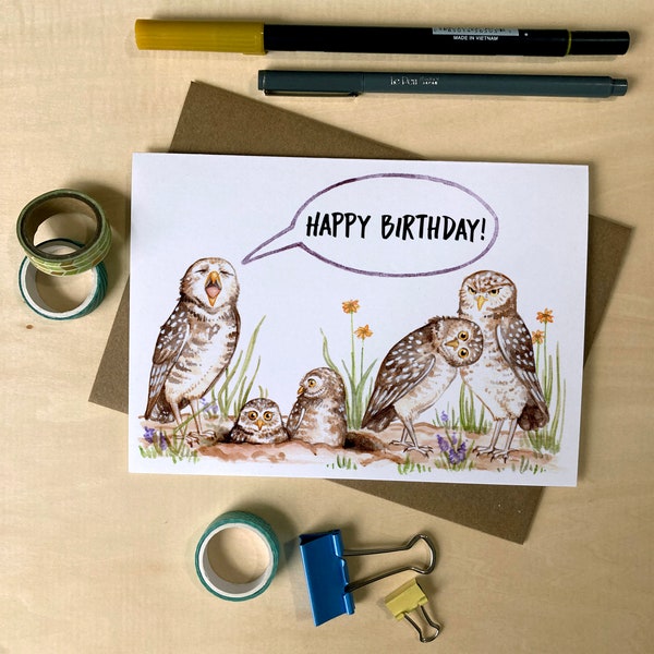 Owl Birthday Card - Etsy