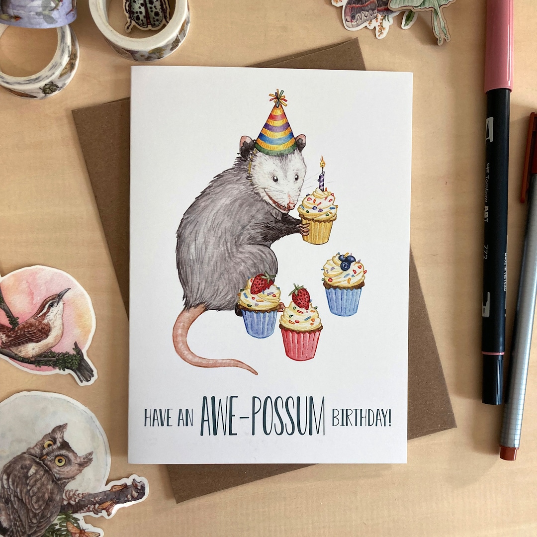 Have an Awe-possum Birthday Birthday Card - Etsy