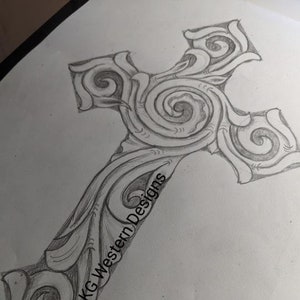 Western Cross Leather Tooling Tracing Design Pattern, Western ...