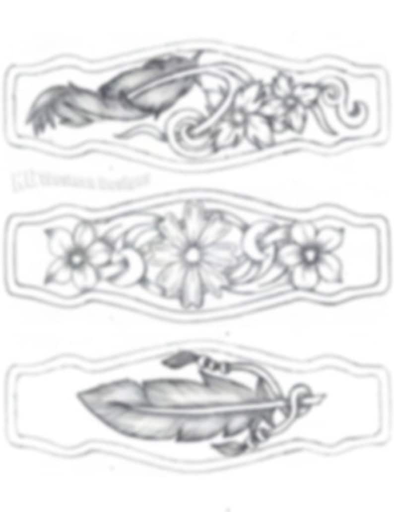 Leather Tooling Cuff Patterns Feathers and Flowers With - Etsy