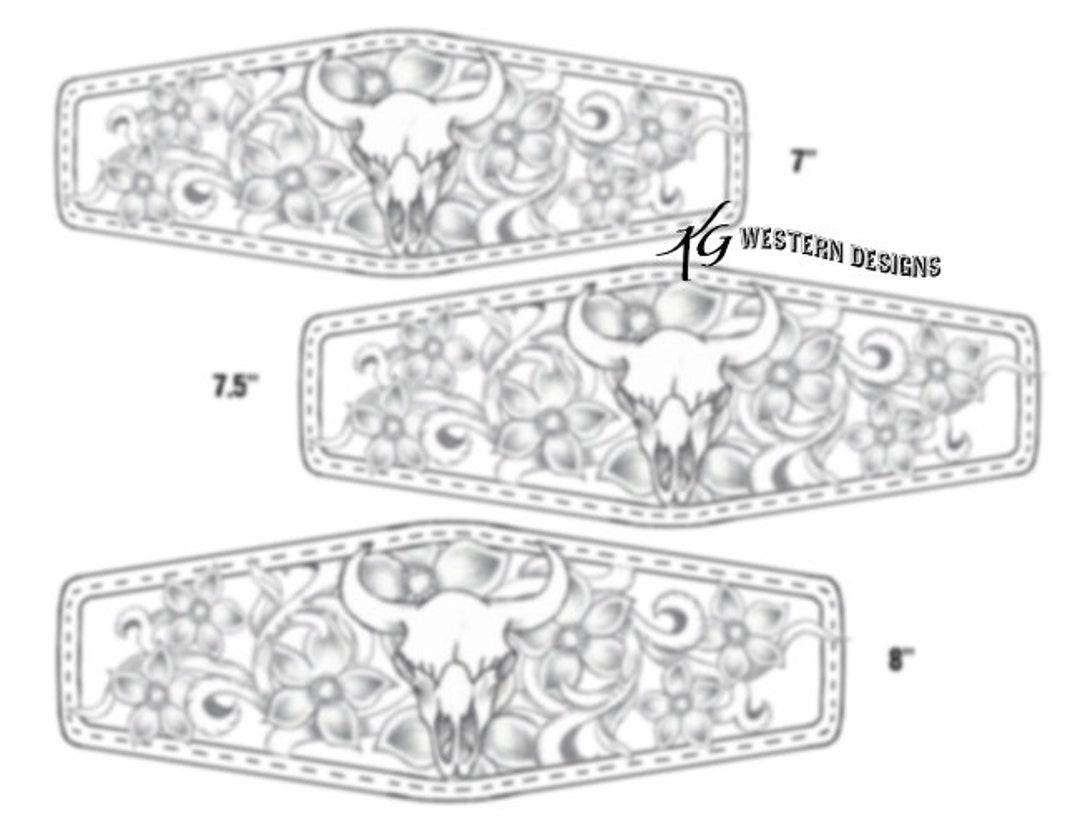 Leather Bracelet-cuff 3 Sizes Print Out Tooling Cowskull & Floral ...