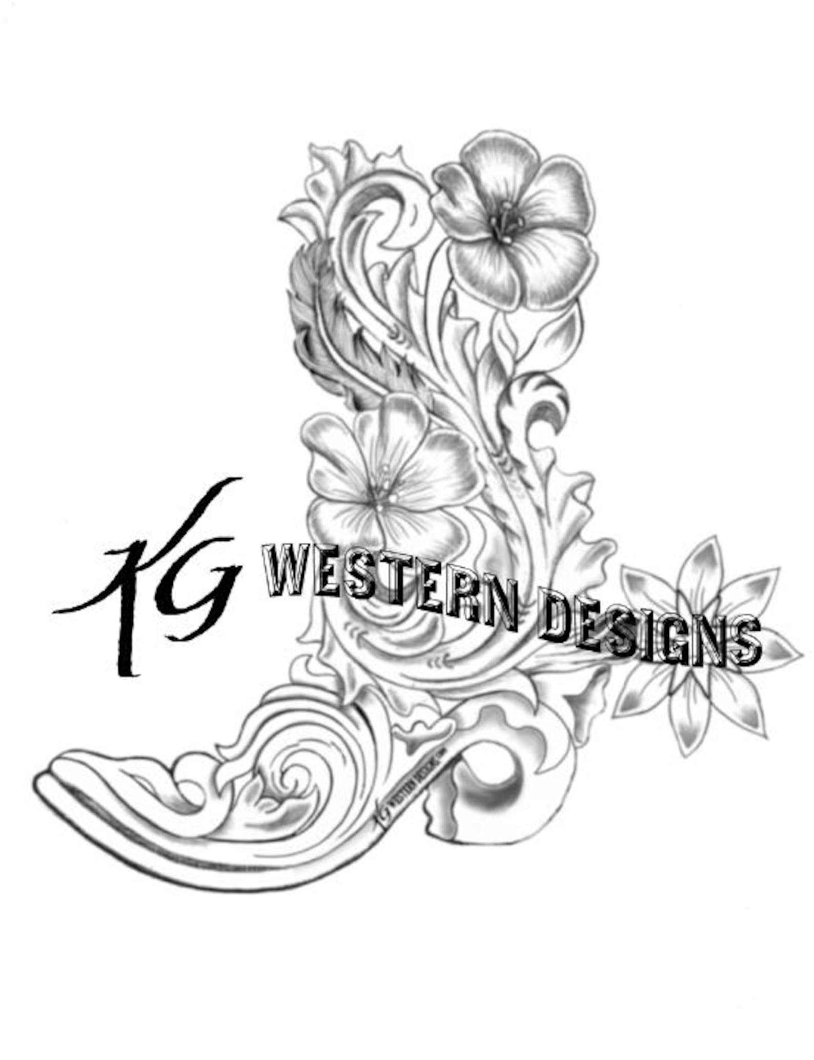 4 Western Filigree Design Bundle Pack, Bucking Horse, Colt 45, Cow ...