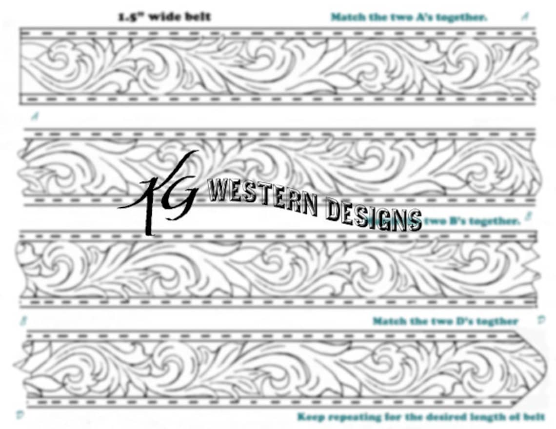 Leather Belt Tooling Pattern -western Scrollwork Filigree -PDF Pattern ...