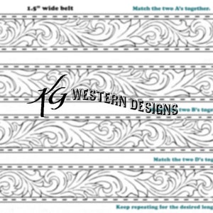 Leather Belt Tooling Pattern -western Scrollwork Filigree -PDF Pattern ...