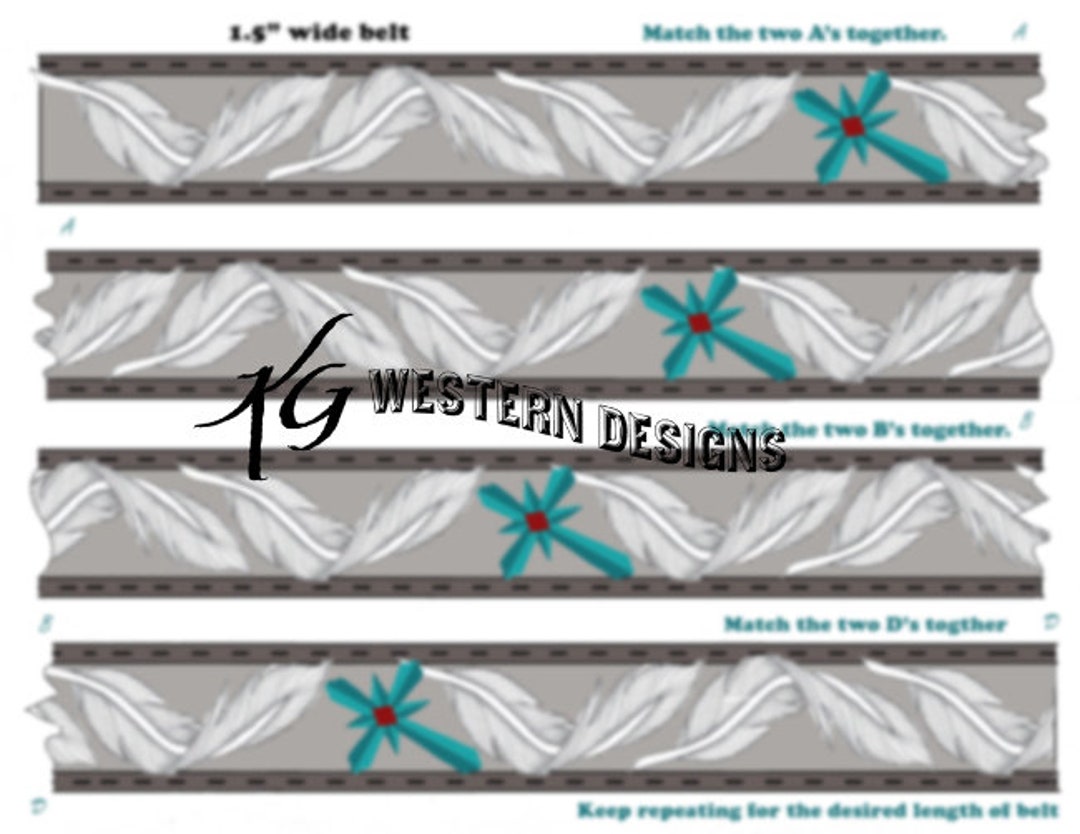 Leather Tooling Pattern -western Cross With Twisted Feathers Belt ...