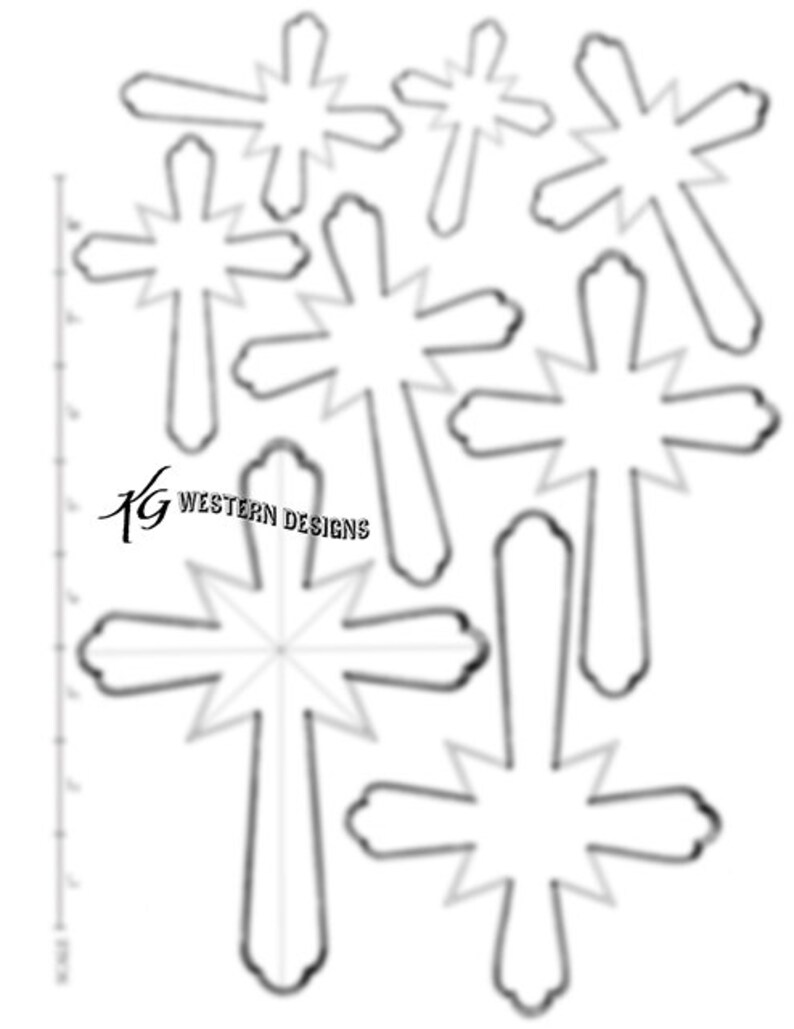 Western Bling Cross Leather Tooling Tracing Pattern Scale - Etsy
