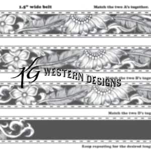3 Leather Belt Patterns- PDF Pack- Western Tooling, Sunflowers & Feathers, Arrows, Basketweave ...
