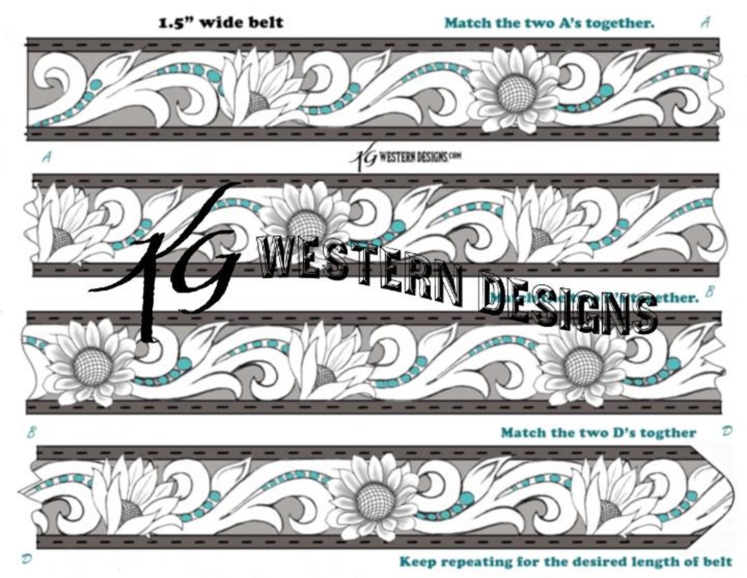 Leather Belt Pattern, Sunflowers, Vines and Scrolls, Tooling Design PDF ...