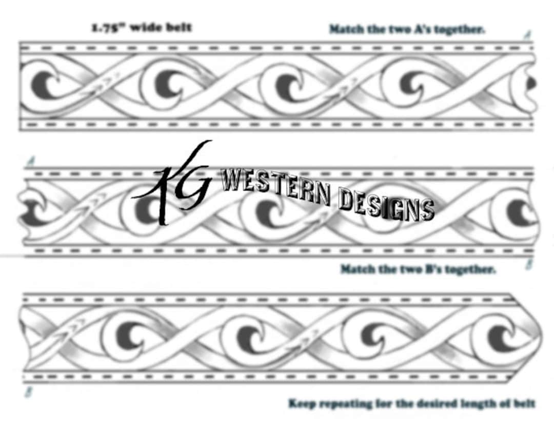 Leather Belt Tooling Pattern- Western Scrollwork Design Pattern Download - Etsy