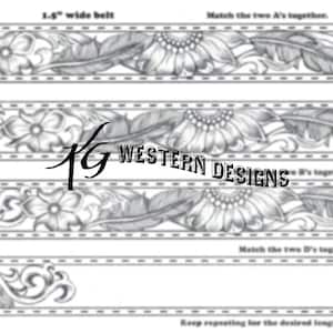 Leather Belt Tooling Sunflower + Feathers- Design Pattern PDF Download ...