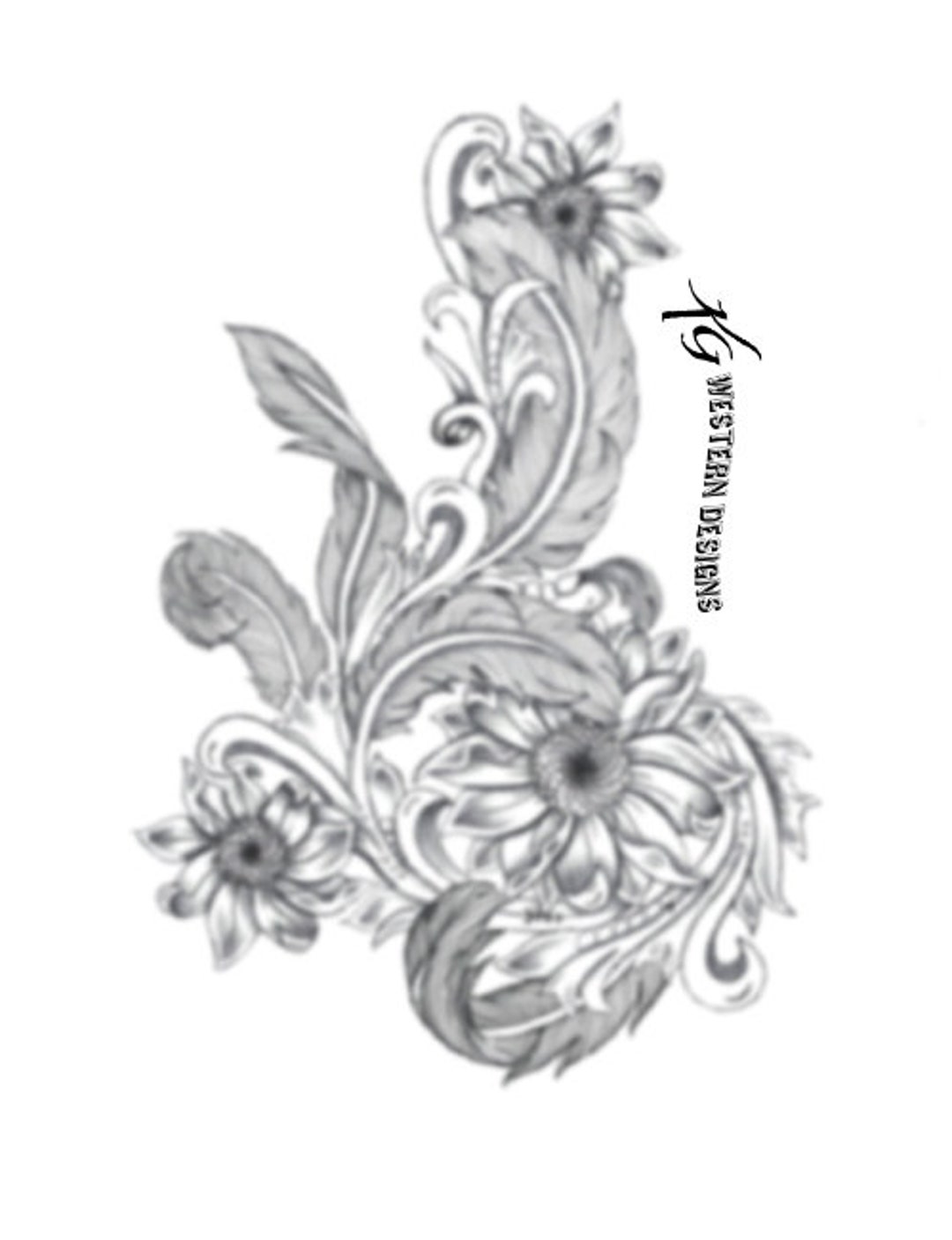 Leather Tooling Element Feathers-sunflowers-daisy Floral Vines- Tracing ...
