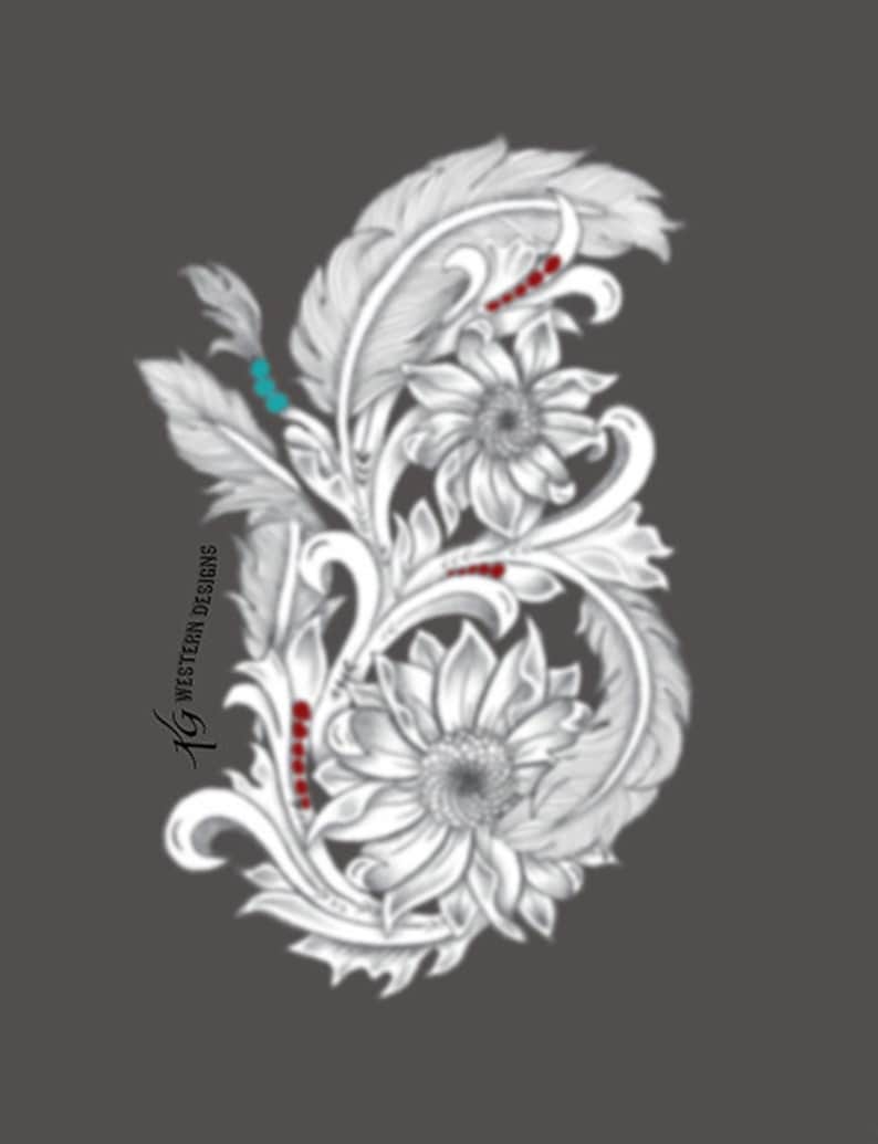 Sunflower Daisy Floral Vines Leather Tooling Tracing Design - Etsy