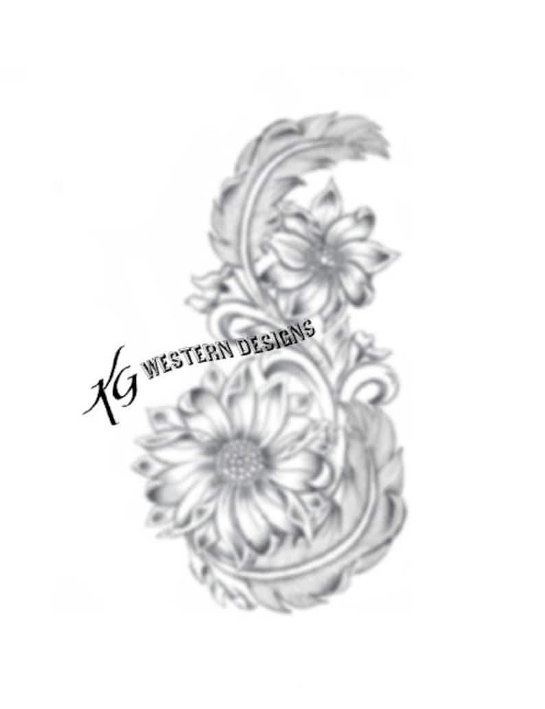 Leather Tooling Feathers-vines & Sunflowers Tracing Design Pattern - Etsy