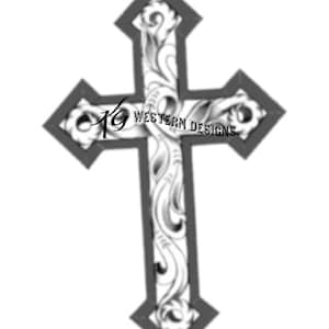 Western Cross Filigree Leather Tooling Tracing Design Pattern, Western ...
