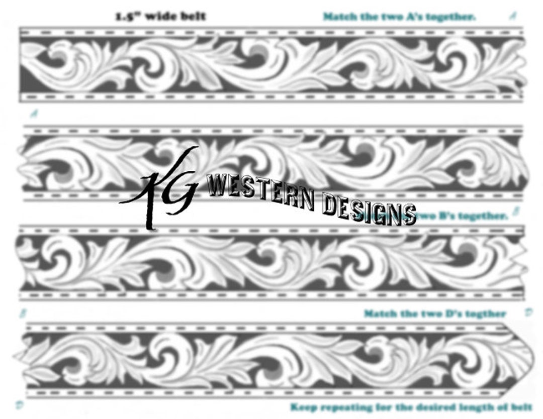 Leather Belt Tooling Pattern -western Scrollwork Filigree -PDF Pattern ...