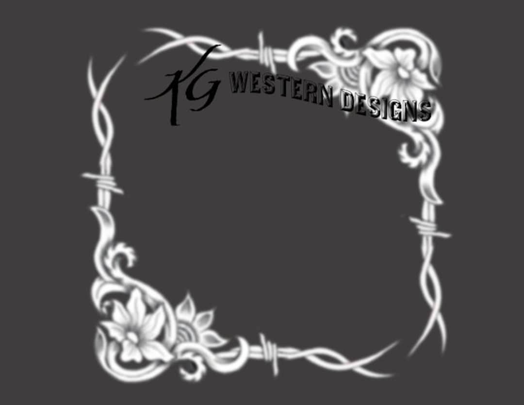 Leather Tooling Western Floral Corner Barbwire Square Frame Design ...