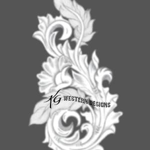 Floral Scrollwork and Feathers Leather Tooling Tracing Design Pattern ...