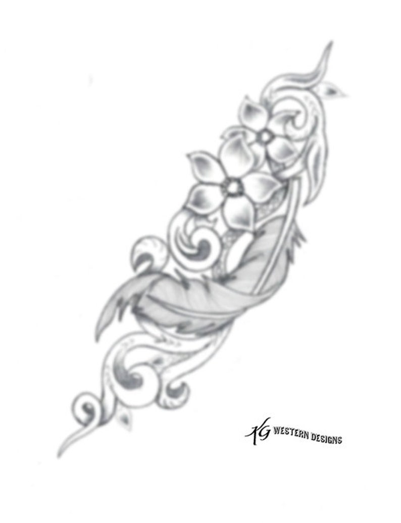 Twisted-feather&vines Leather Tooling Tracing Design Pattern - Etsy