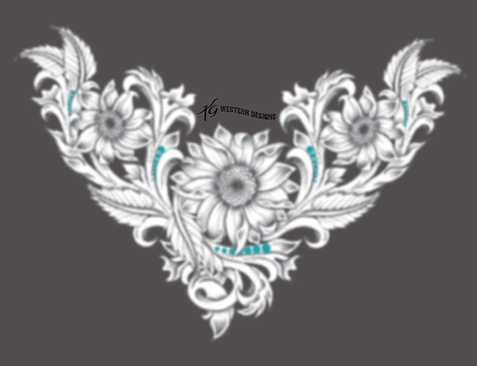 Leather Tooling Corner Pattern sunflower Floral Vines Tracing Design ...